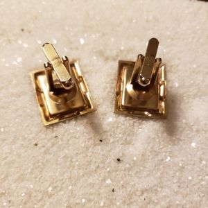 unknown | Accessories | Vintage Goldtone Red Square Cufflinks ...